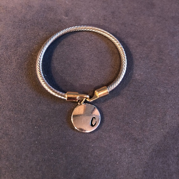 Jewelry | Silver And Gold Letter C Bracelet Bangle Initial C Causal ...